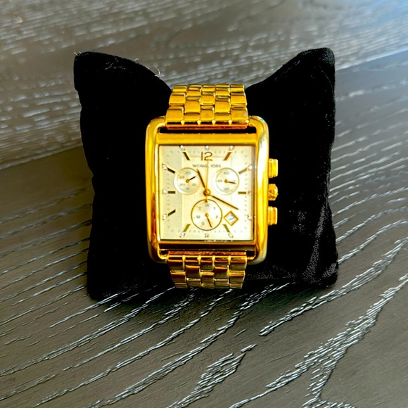 Michael Kors | Accessories | Michael Kors Gold Square Face Watch | Poshmark